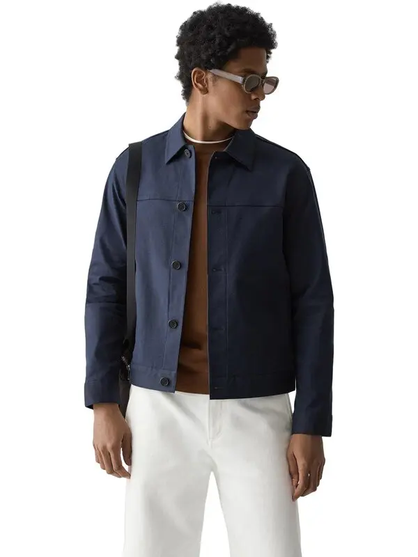 Theory Button Jacket In Twill Stretch - Baltic
