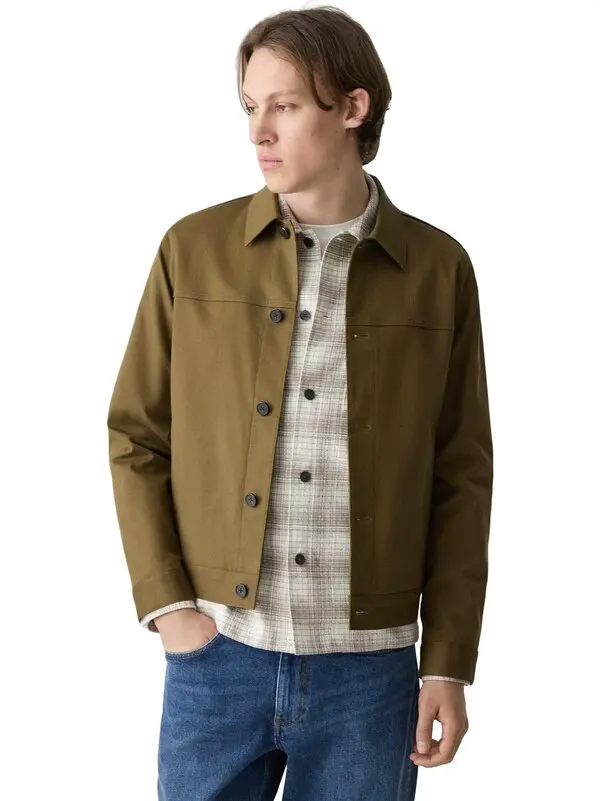 Theory Button Jacket In Twill Stretch - Duffle