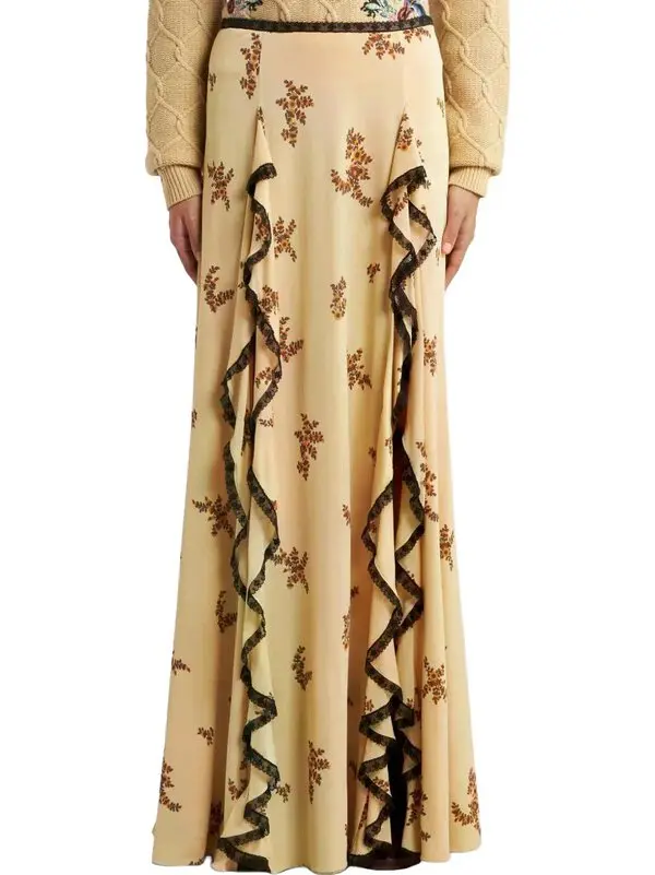 Etro Floral-print Maxi Skirt - Neutrals