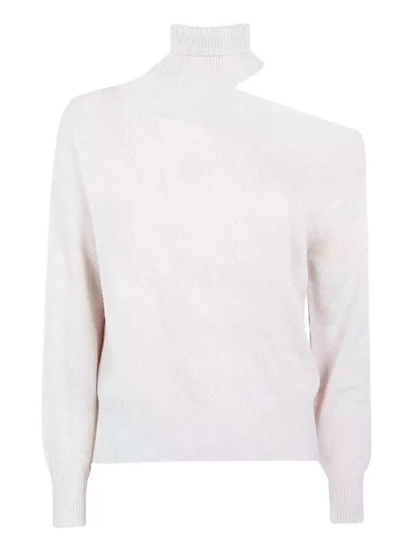 D.exterior Cut-out Turtleneck Sweater - White