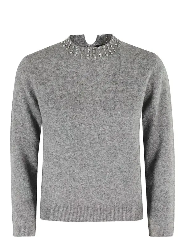 Seventy Embellished-neck Sweater - Grey