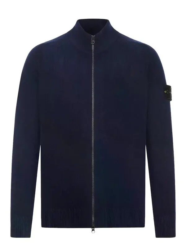 Stone Island Zip-neck Wool Cardigan - Blue