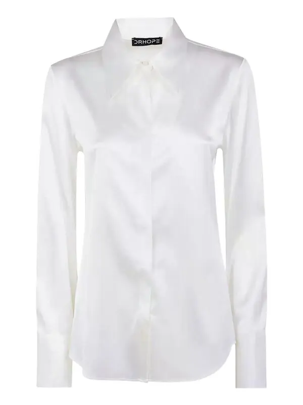 DRHOPE Long-sleeve Collared Shirt - White