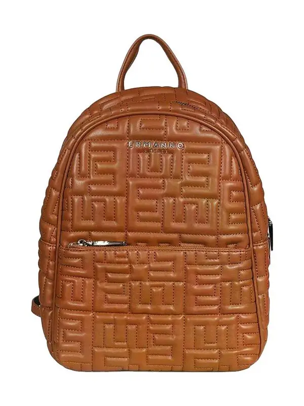 Ermanno Scervino Quilted Monogram Backpack - Brown