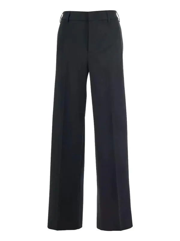 PT TORINO Elasticated-waist Wide Leg Trousers - Black