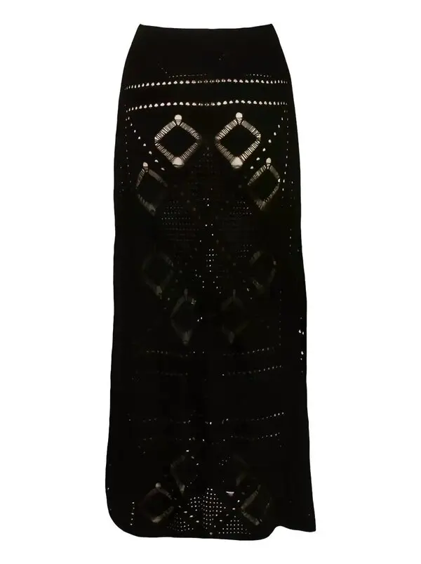 AKEP Crochet-pattern Midi Skirt - Black