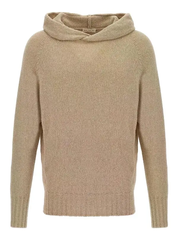 MA'RY'YA Hooded Side-split Sweater - Neutrals