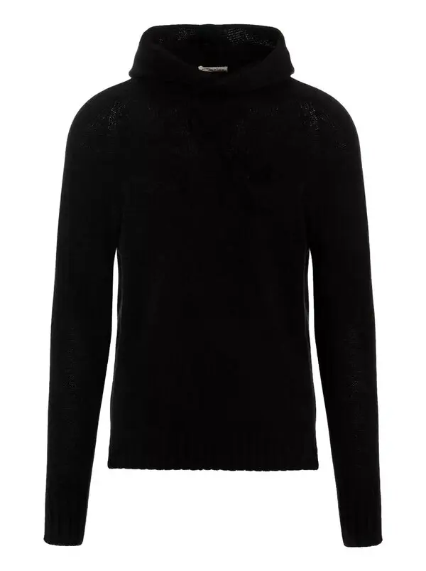 MA'RY'YA Hooded Side-split Sweater - Black
