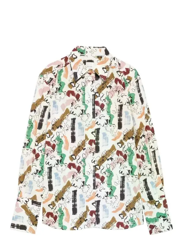 Paul Smith Abstract-print Cotton Shirt - Neutrals