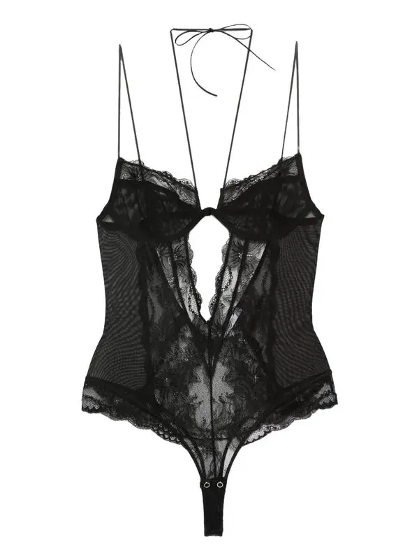 Patrizia Pepe Lace-detail Bodysuit - Black