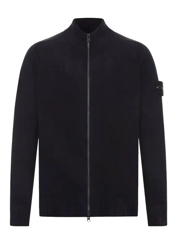 Stone Island Zip-neck Wool Cardigan 5100044 - Black