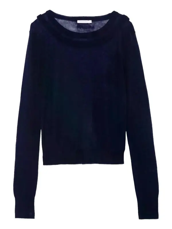 Patrizia Pepe Boat-neck Wool Knitted Top - Blue