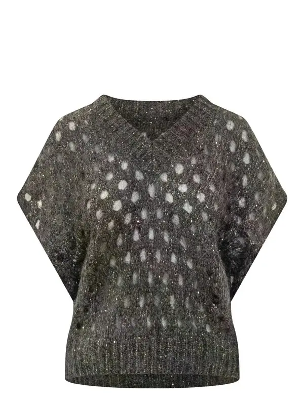 Brunello Cucinelli Short-sleeve Embellished Top - Grey