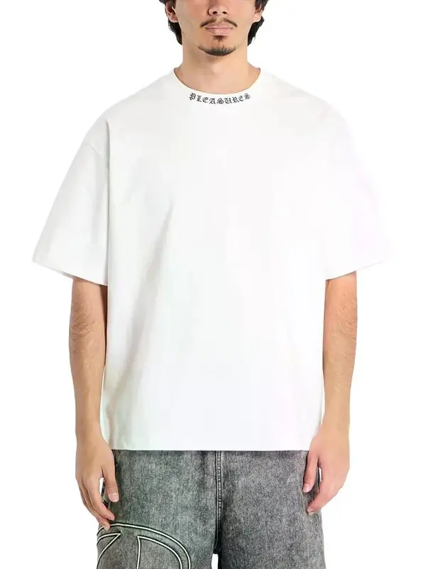 PLEASURES Logo-neck T-shirt - White