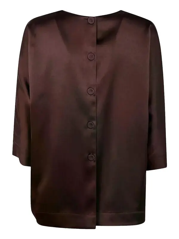 DRHOPE Satin Three-quarter Sleeve Shirt - Brown