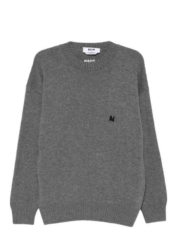 MSGM Logo-embroidered Wool Sweater - Grey