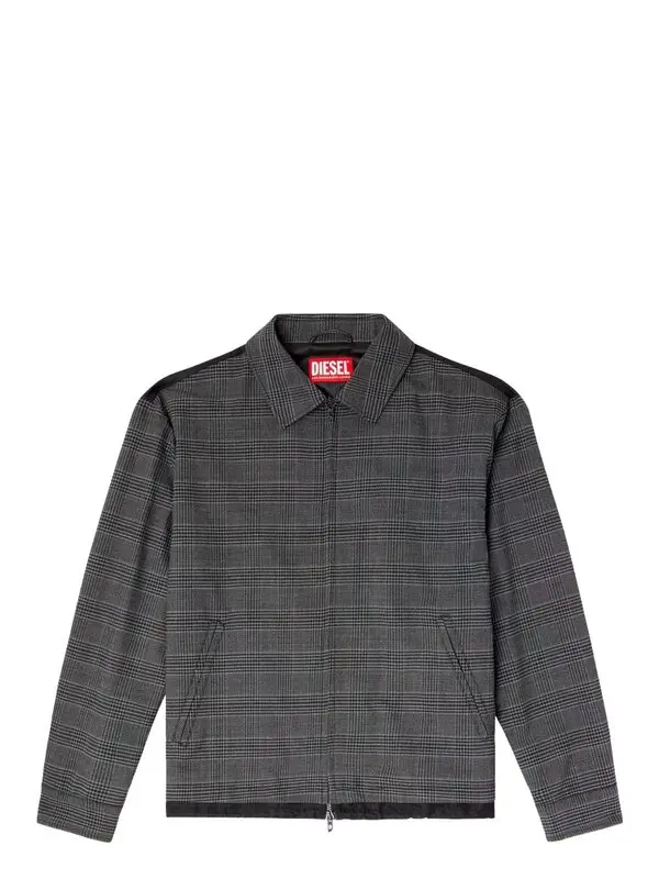 Diesel Checked Zip-up Shirt Jacket - Grey
