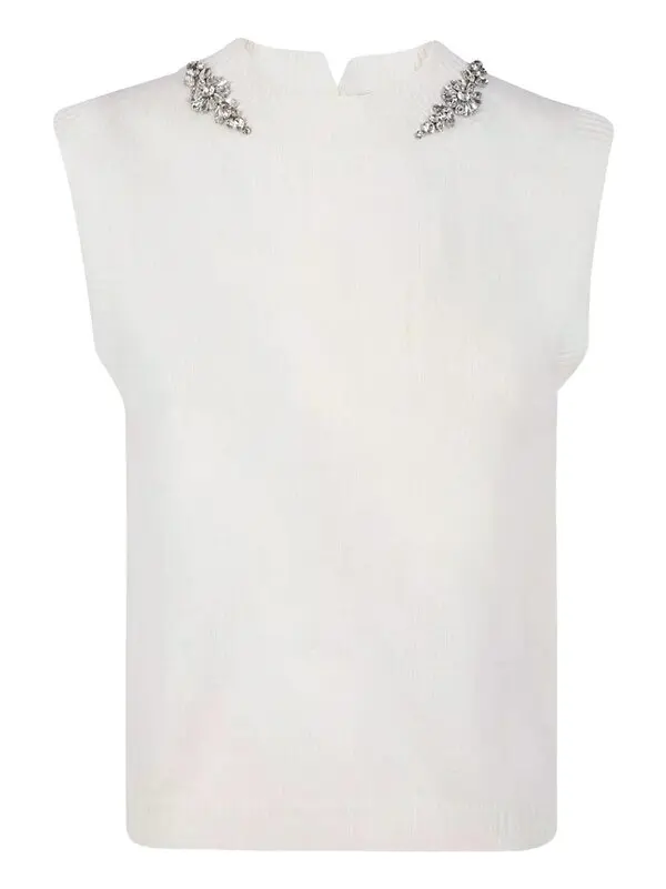 SEMICOUTURE Crystal-embellished Knit Top - White