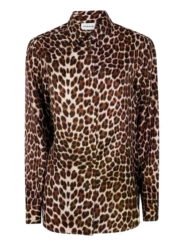 P.a.r.o.s.h Leopard-print Silk Shirt - Brown