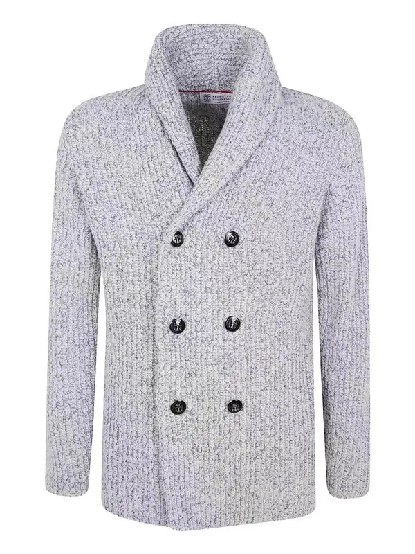 Brunello Cucinelli Shawl-collar Double-breasted Cardigan - Grey
