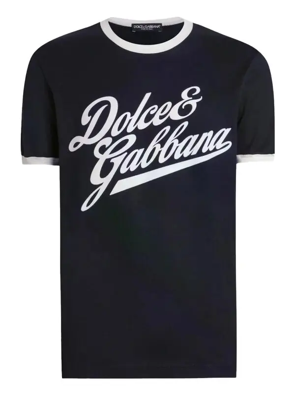 Dolce & Gabbana Logo-print Ringer T-shirt - Blue