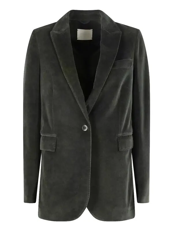 CIRCOLO 1901 Velvet Single-breasted Blazer - Green