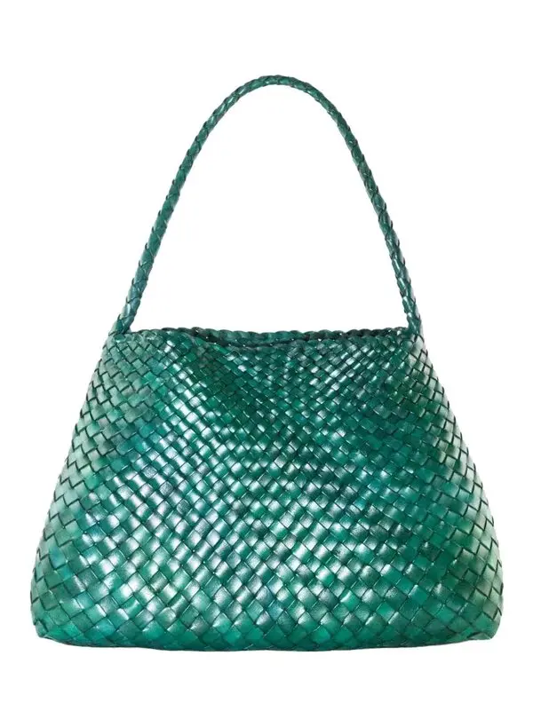 Dragon Diffusion Woven Leather Shoulder Bag - Green