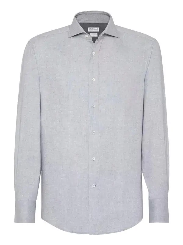 Brunello Cucinelli Chevron Long-sleeves Shirt - Grey