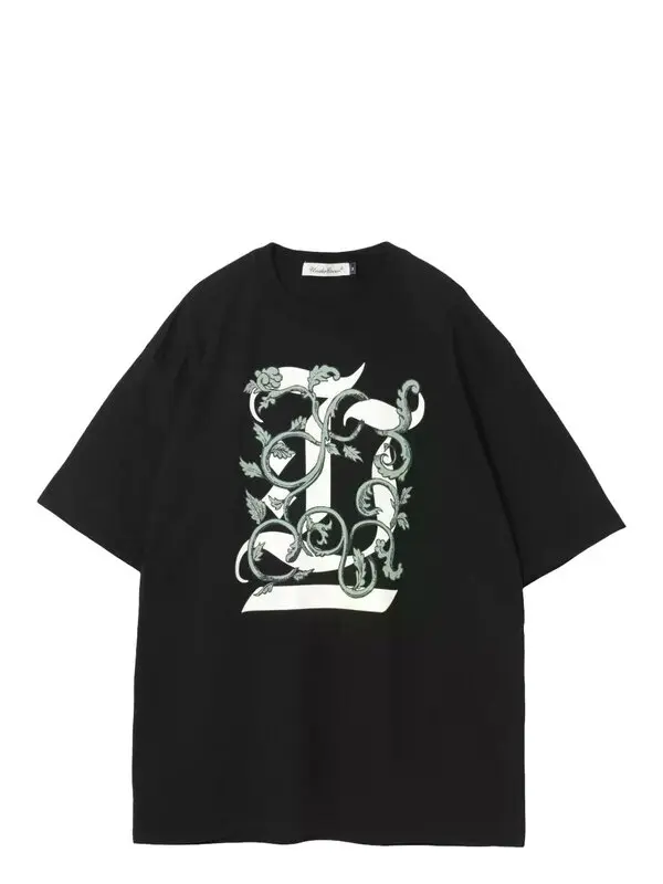 UNDERCOVERISM Floral-print Monogram T-shirt - Black