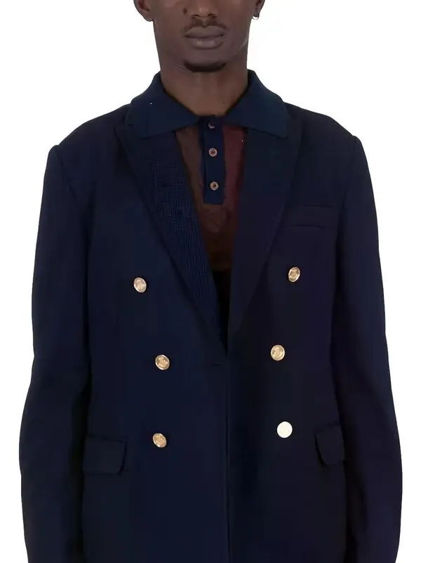DANIELE ALESSANDRINI Double-breasted Gold-button Blazer - Blue