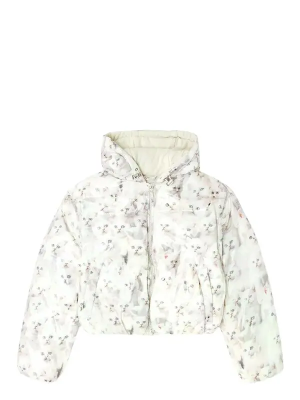 DIESEL Printed Hooded Puffer Jacket - White