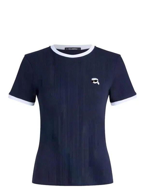 Karl Lagerfeld Ikon-patch Ribbed T-shirt - Blue