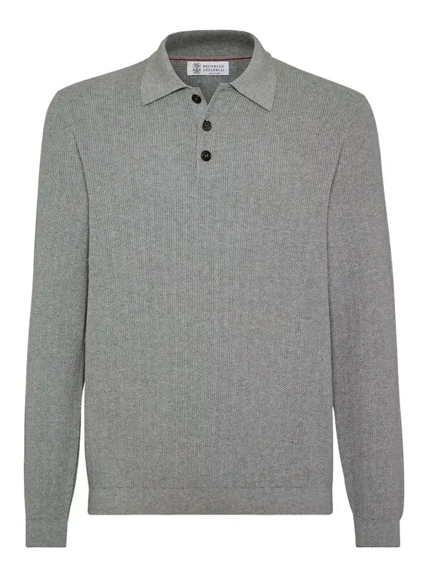 Brunello Cucinelli Rib-knit Polo Sweater - Grey
