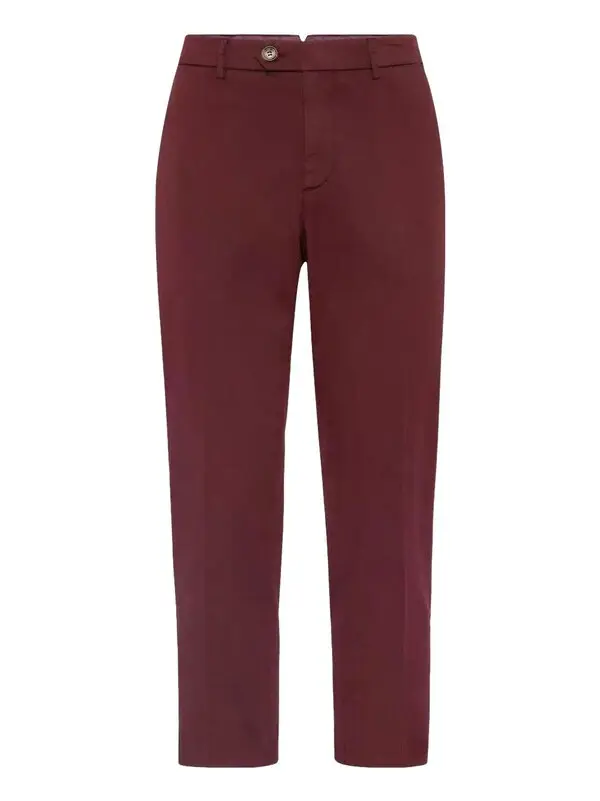Brunello Cucinelli Garment-dyed Gabardine Trousers - Red