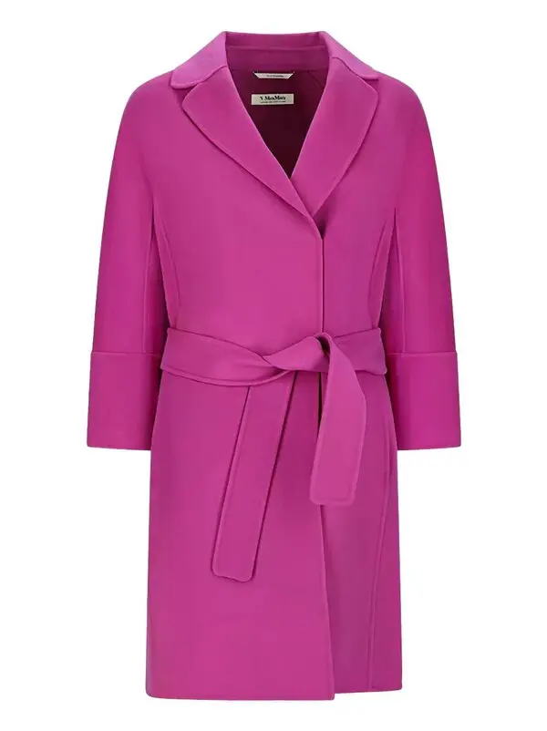 Max Mara Arona Belted Wool Coat - Pink