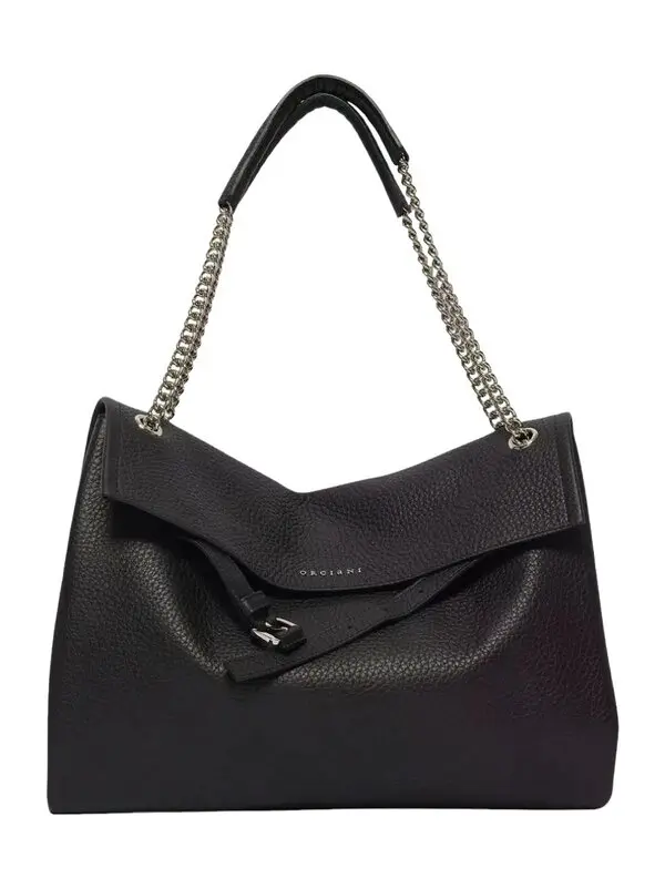 ORTIGNI Pebble-leather Shoulder Bag With Chain Strap - Black