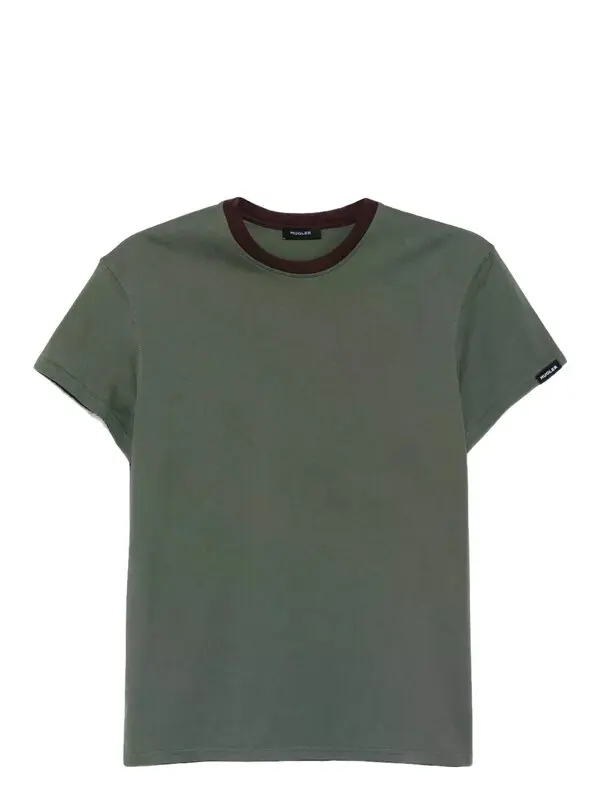MUGLER Ribbed-trim T-shirt - Green