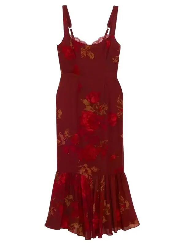 REFORMATION Irisa Floral Lace Dress - Red