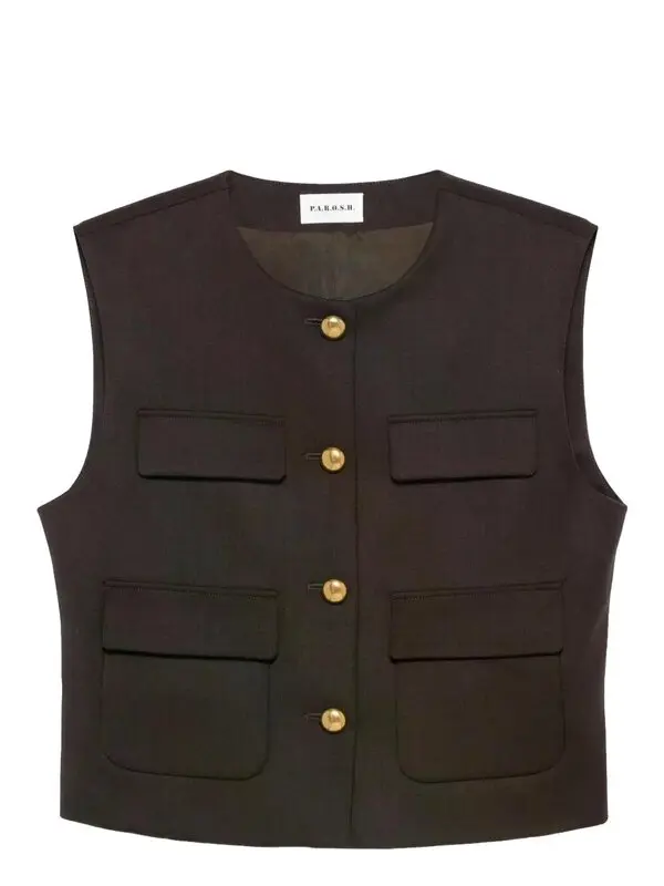 P.a.r.o.s.h Pocket-detail Buttoned Gilet - Brown