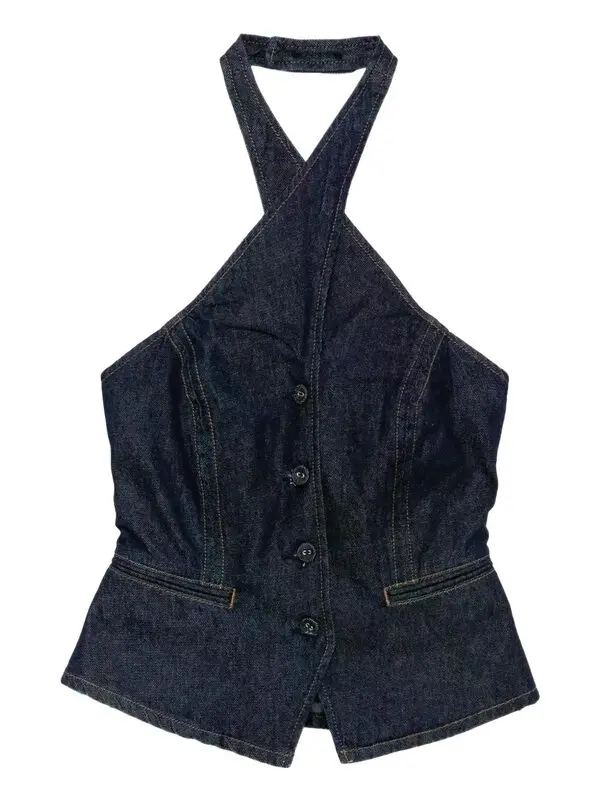 REFORMATION Tate Denim Top - Blue