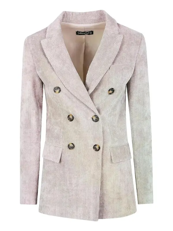 DRHOPE Corduroy Double-breasted Blazer - Neutrals