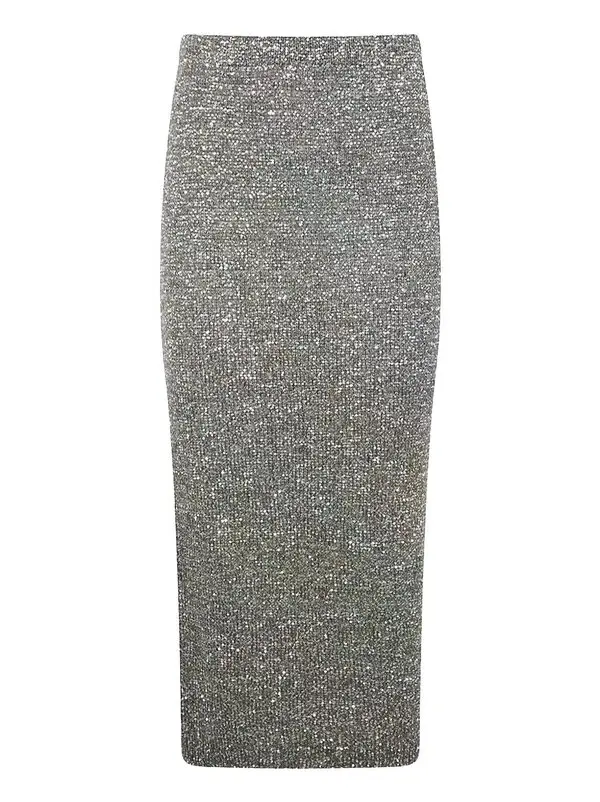 D.exterior Sequin-embellished Knitted Midi Skirt - Grey