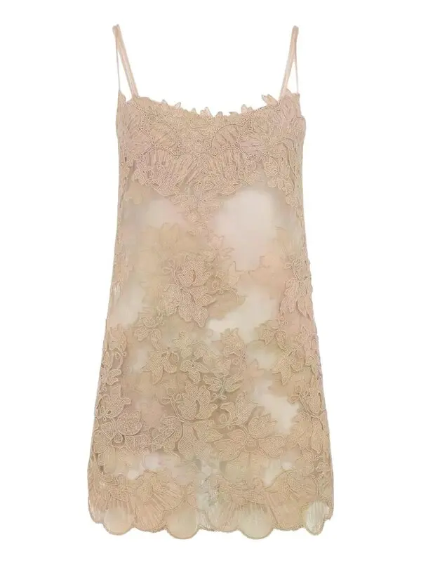 Ermanno Scervino Floral Embroidered Mini Slip Dress - Pink