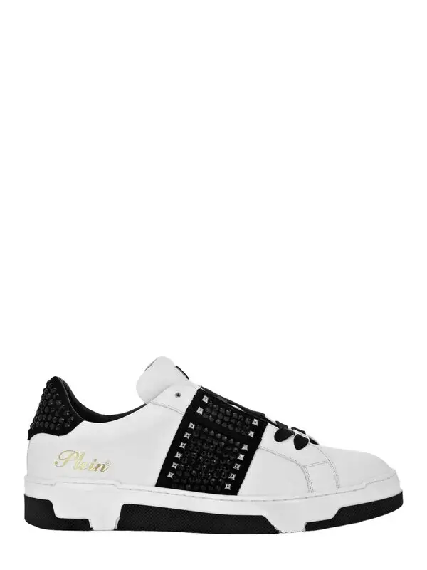 Philipp Plein Stud-embellished Leather Sneakers - White