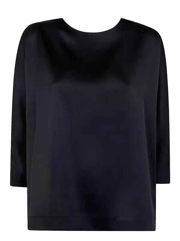 DRHOPE Button-fastening Satin Shirt - Black