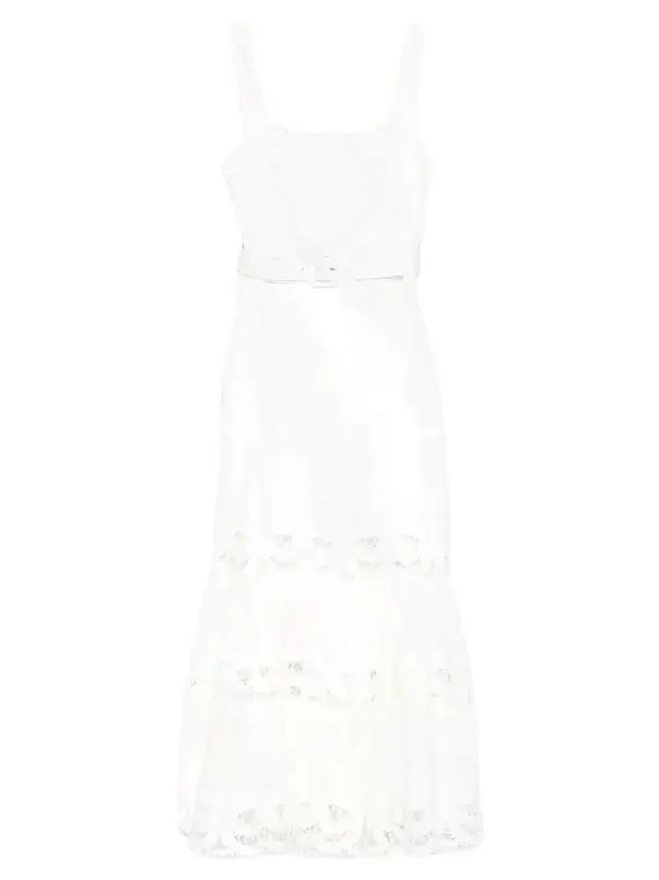 SELF-PORTRAIT Lace Trimmed Dress - White