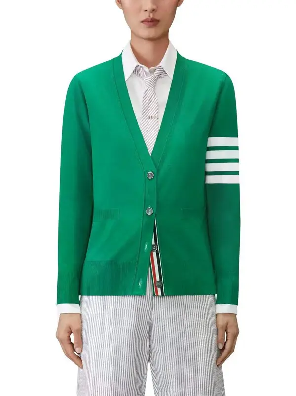 Thom Browne Four-bar Fine-merino Wool Cardigan - Green