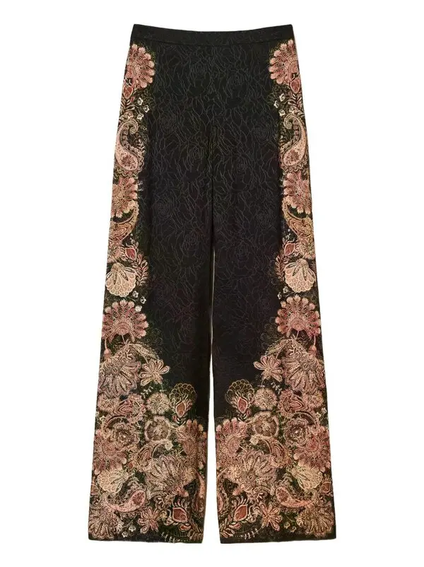 TWINSET Paisley Print Trousers - Black