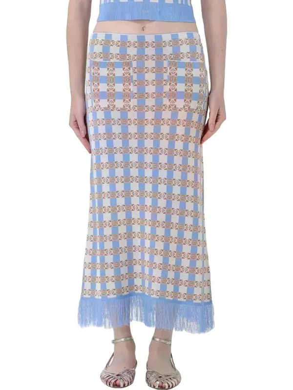 Baum Und Pferdgarten All-over Pattern Fringed Midi Skirt - Blue