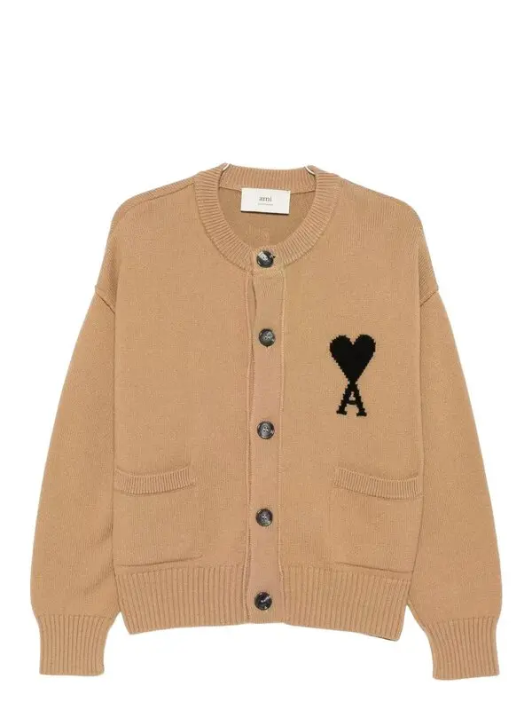 Ami Heart Logo Cardigan - Neutrals